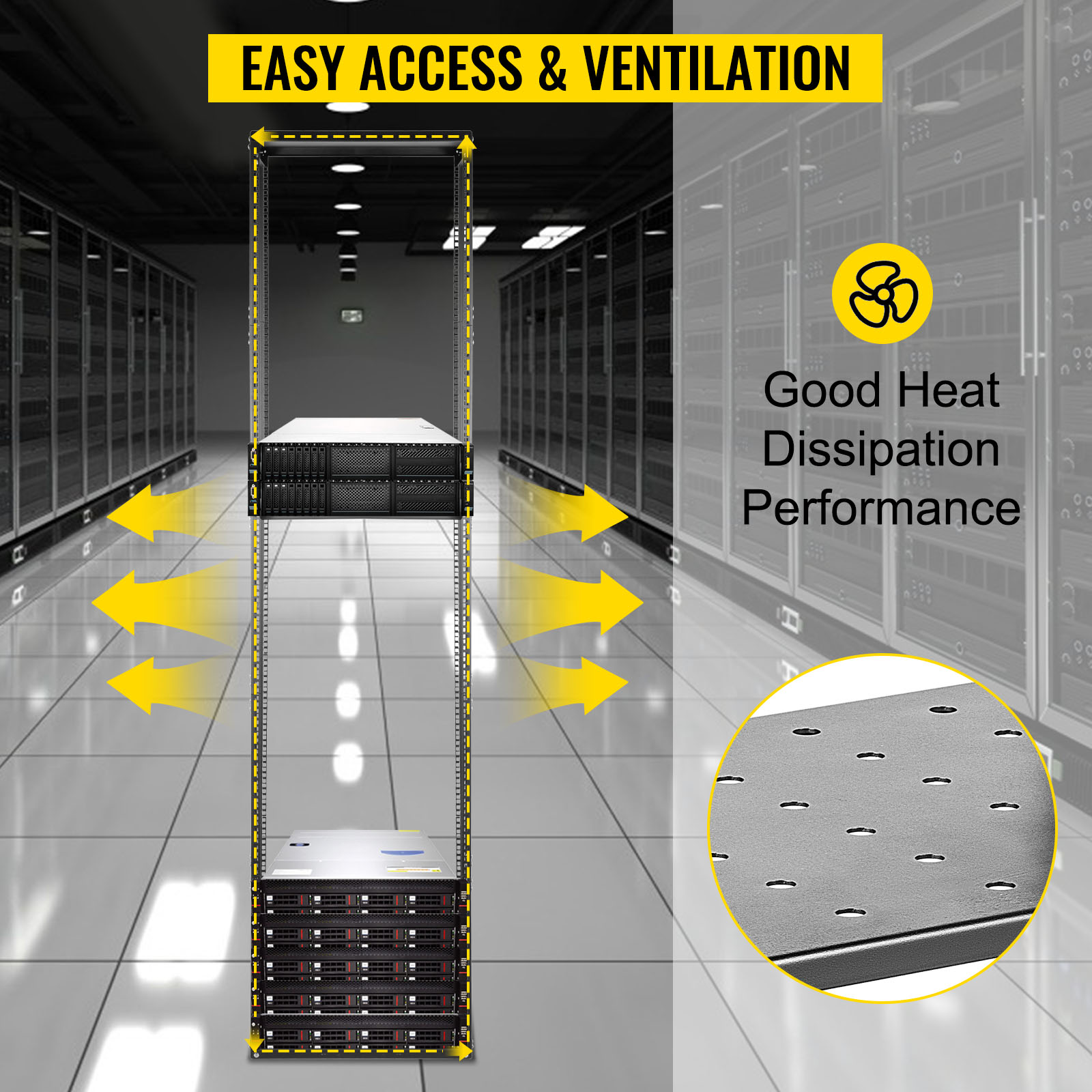 VEVOR Server Rack, 45U Open Frame Rack, 4-Post IT Server Network Relay ...