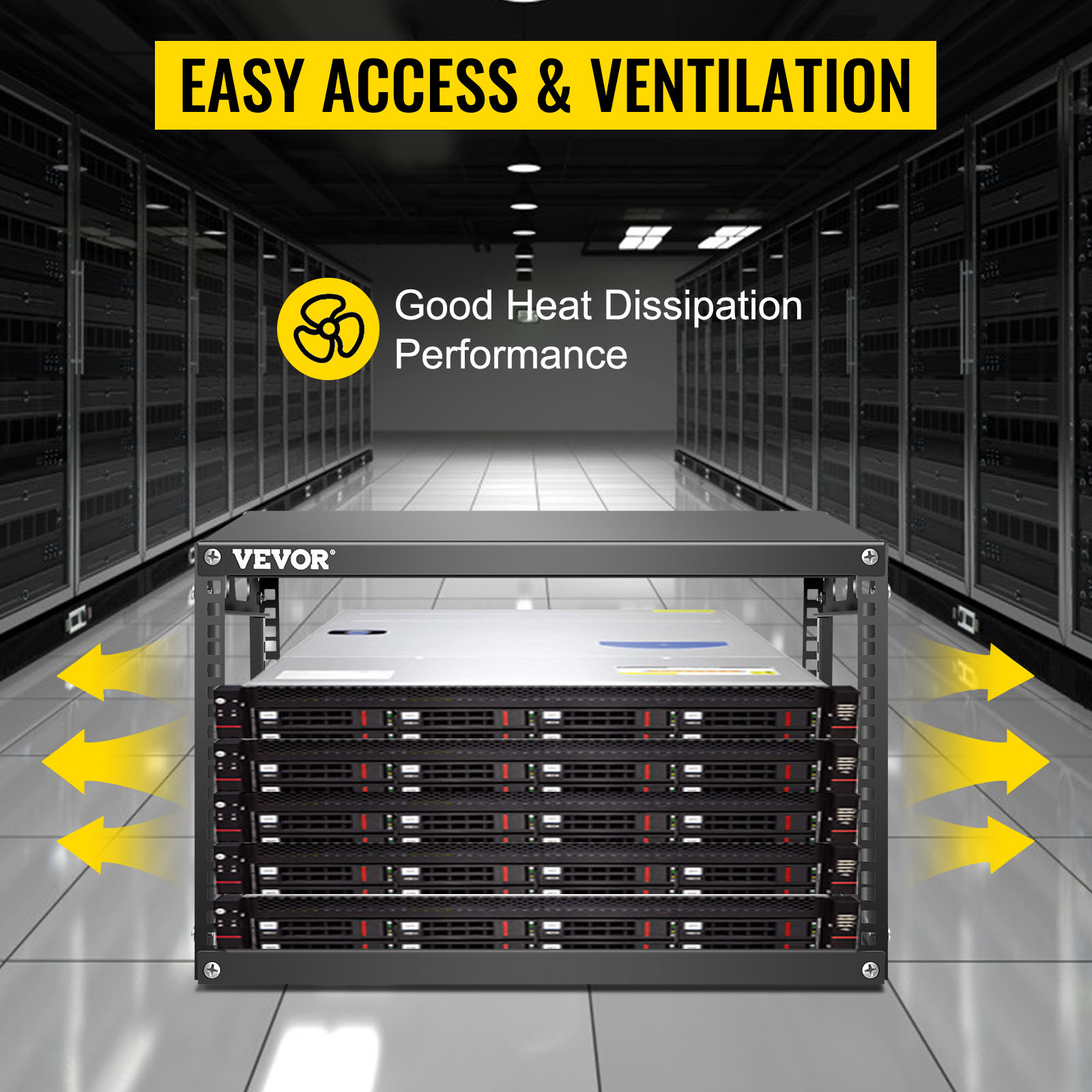 VEVOR Server Rack, 6U Open Frame Rack, 4-Post IT Server Network Relay ...