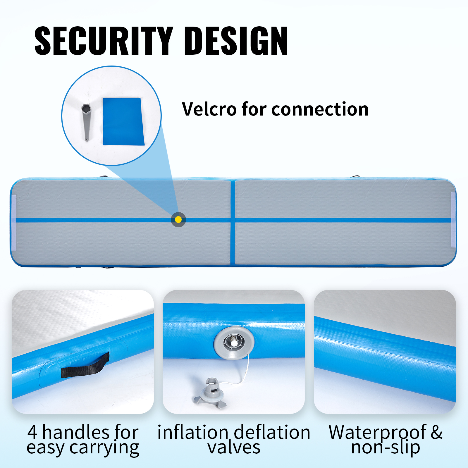 VEVOR 20ft Inflatable Air Gymnastic Mat, 4 inches Thickness Air Tumble ...