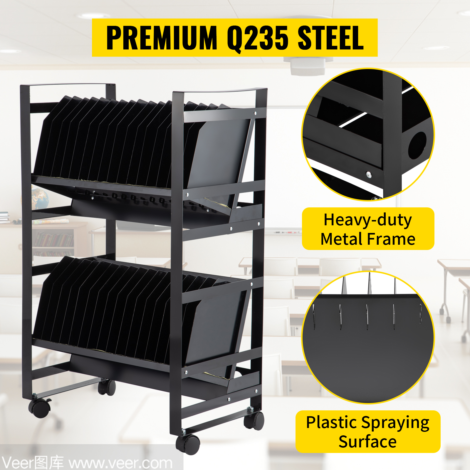 VEVOR Open Charging Cart, 32 Device, Charging Cabinet for Charge and ...