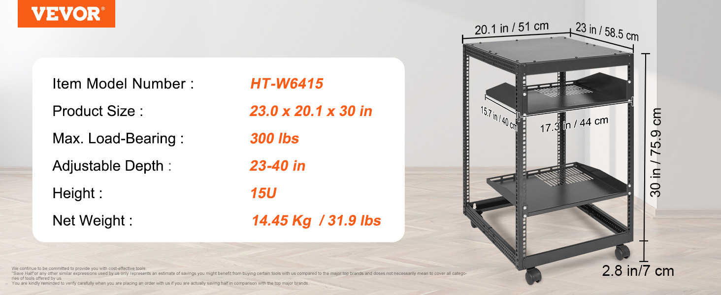 19 Inch Equipment Rack QWORK 9U With Casters - Heavy Duty 4-Post Steel ...