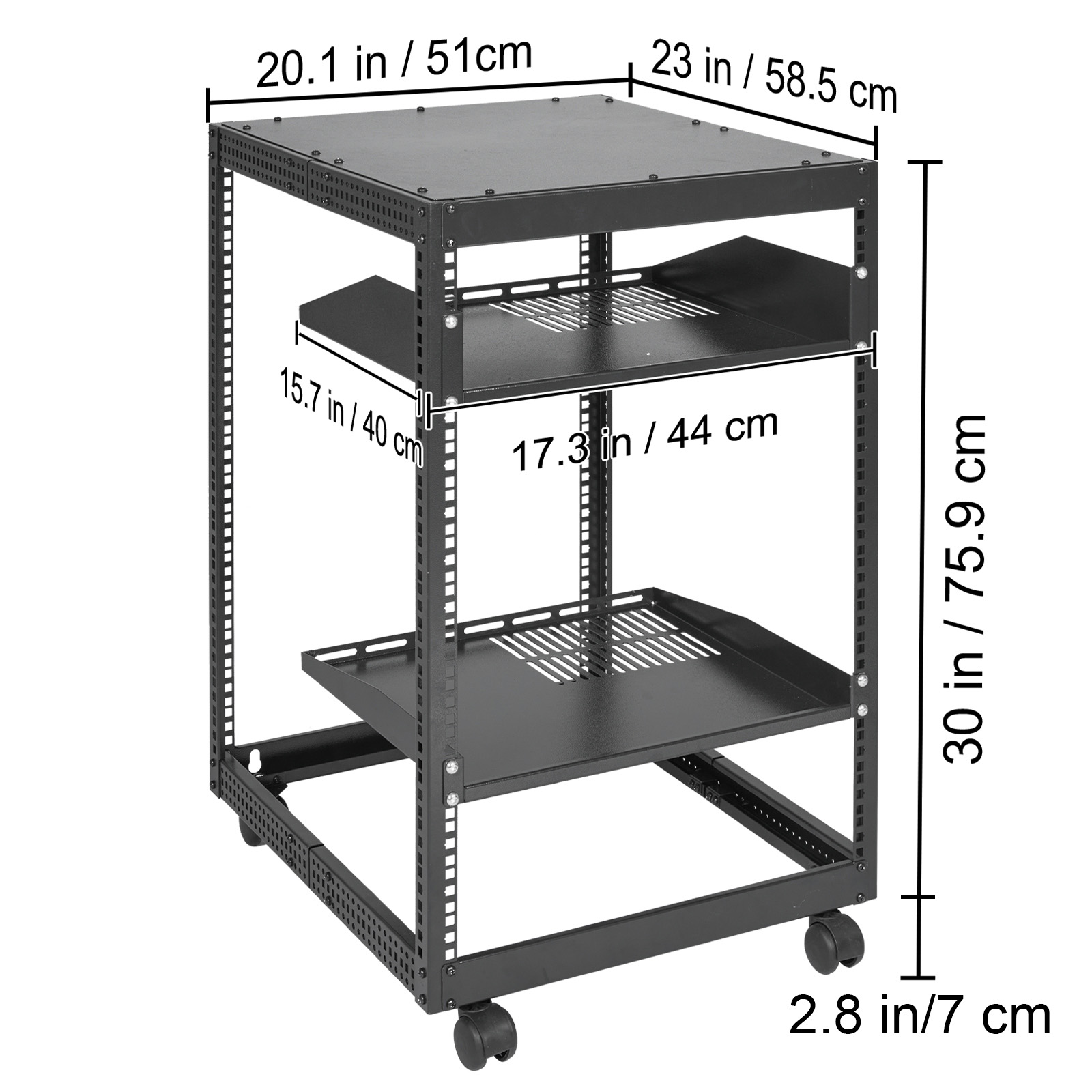 VEVOR 15U Open Frame Server Rack, 15''-40'' Adjustable Depth, Free ...