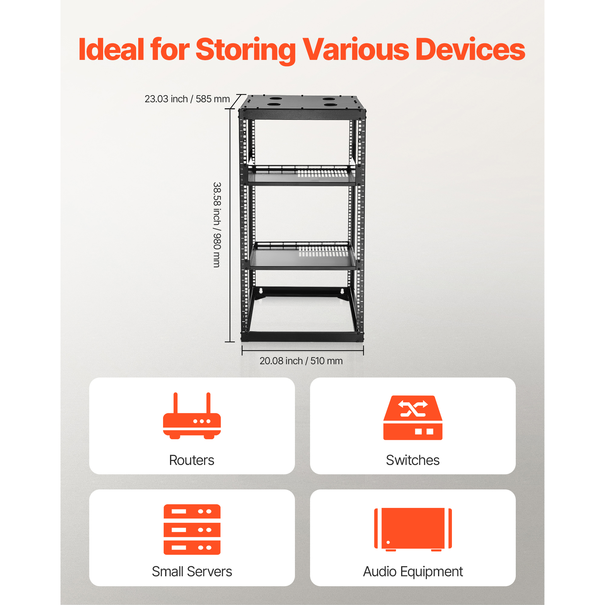 Mophorn 20U Open Frame Network Rack, 23-Inch Depth, Wall-Mountable or ...