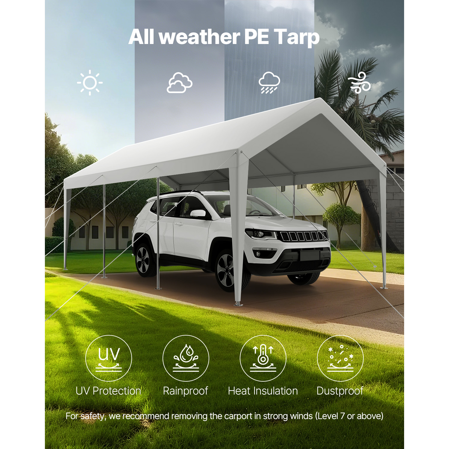 Mophorn 10 x 20 FT Outdoor Car Canopy, Portable Carport with Durable ...