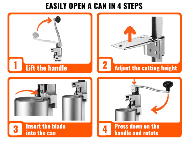 VEVOR Manual Can Opener, Commercial Table Opener for Large Cans, Heavy ...