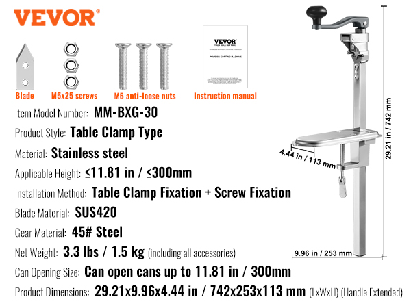 VEVOR Manual Can Opener, Commercial Table Clamp Opener for Large Cans ...