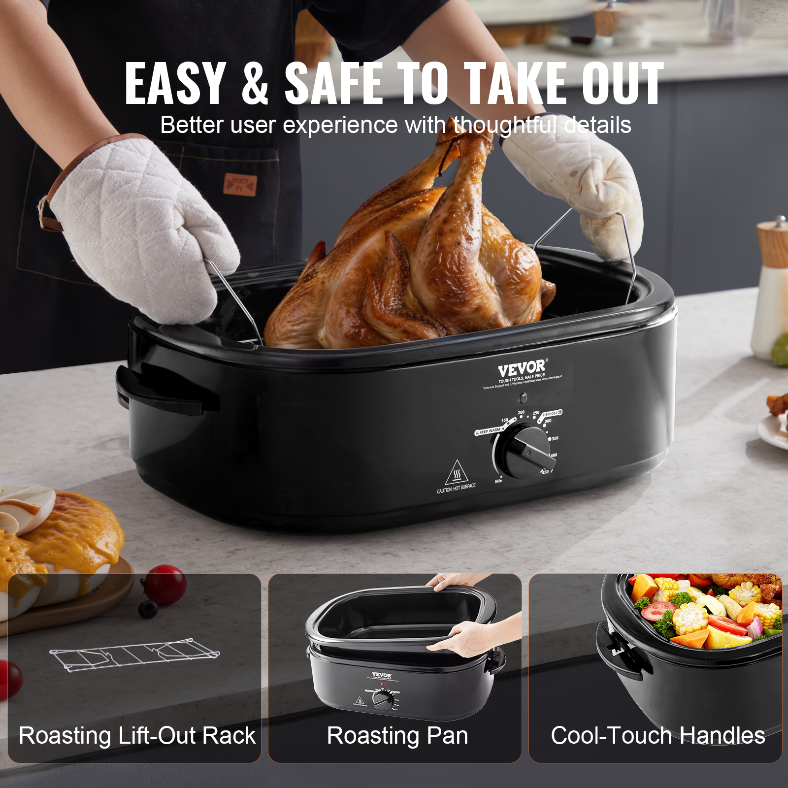 Electric Roaster Oven 18-26QT Turkey Roaster Oven w/Self-Basting Lid ...