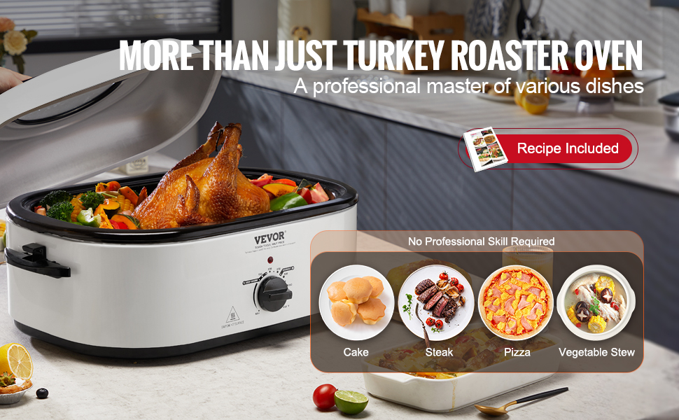 VEVOR Electric Roaster Oven, 22 QT Turkey Roaster Oven with Self ...