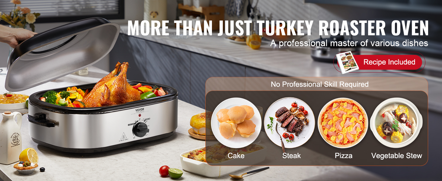 VEVOR Electric Roaster Oven, 22 QT Turkey Roaster Oven with Self ...