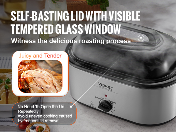 VEVOR Electric Roaster Oven, 24 QT Turkey Roaster Oven with Self ...