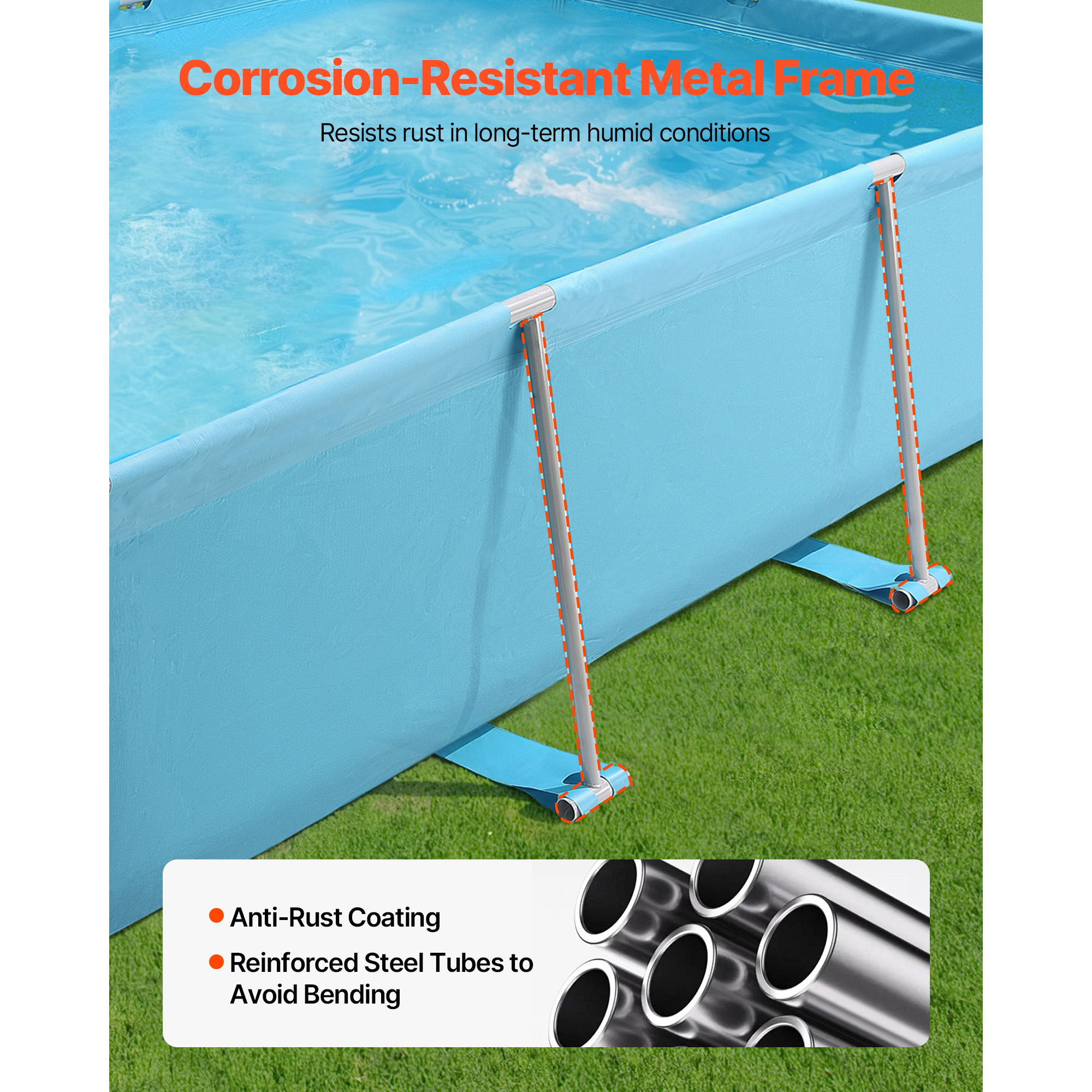 Mophorn Rectangular Above Ground Pool, 118 x 78 x 30 in Steel Frame ...