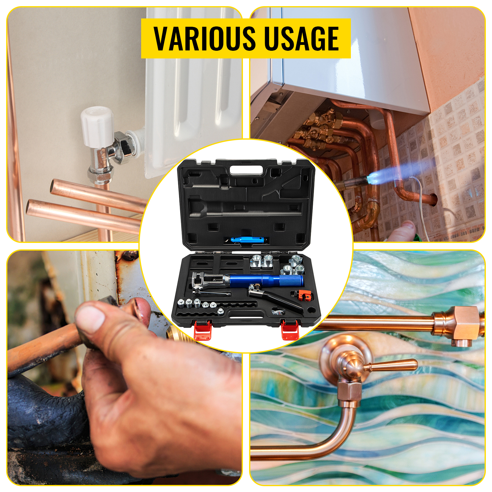 VEVOR Hydraulic Flaring Tool Kit, 45° Double Flaring Tool, Brake Repair ...