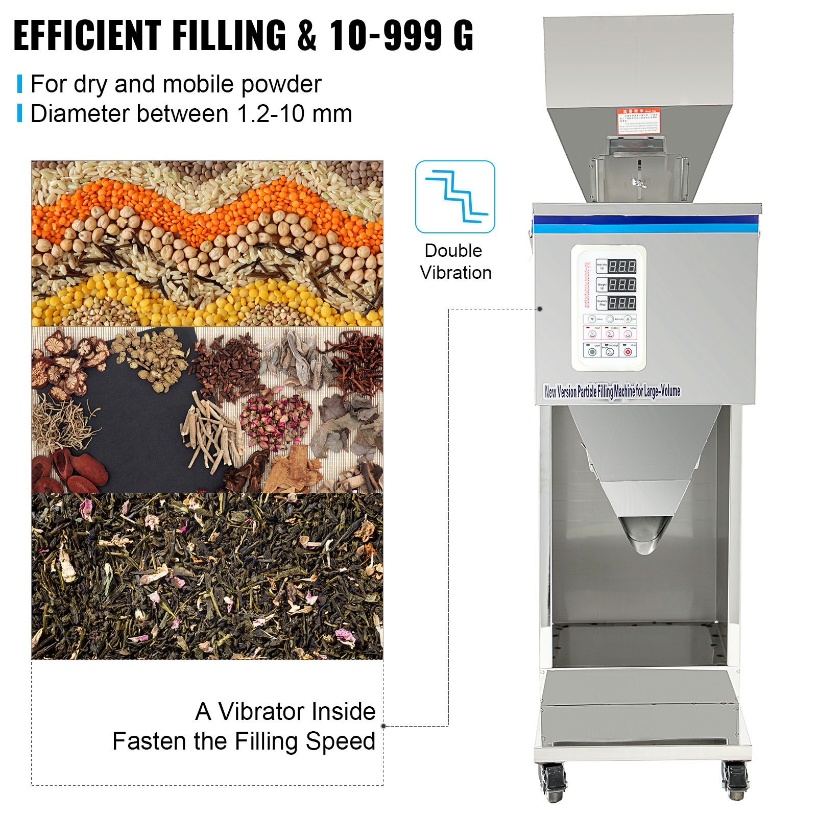 VEVOR 10~999g Automatic Powder Racking&Filling Machine for Grain/Seed ...