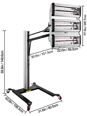 VEVOR 3000W Time Display Paint Baking Booth Infrared Paint Lamp Heater ...