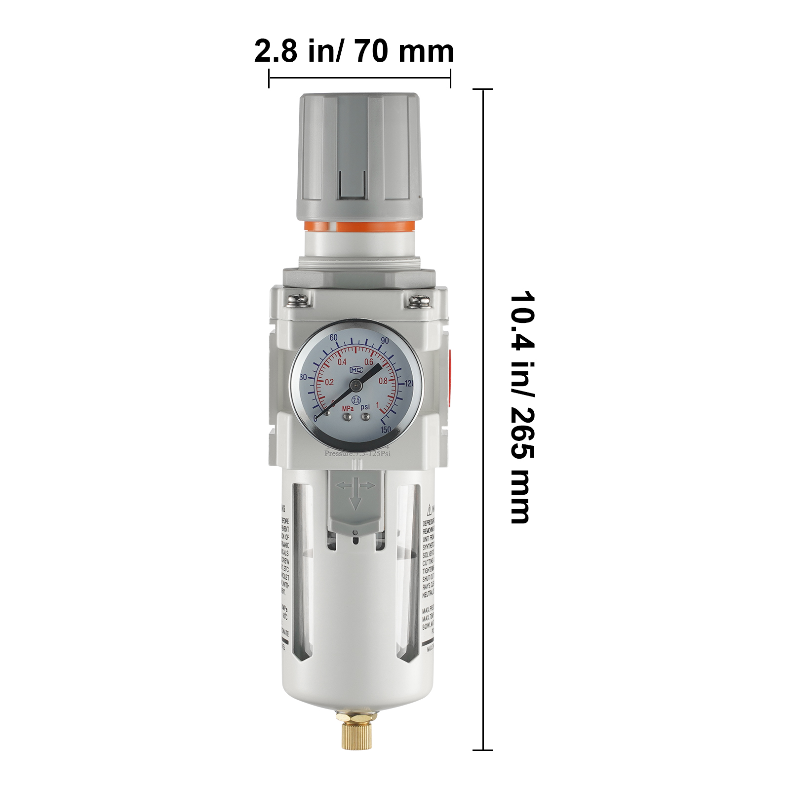 VEVOR Luftkompressor-Filterregler, 1/2 Zoll NPT 5 μm Lufttrockner für ...