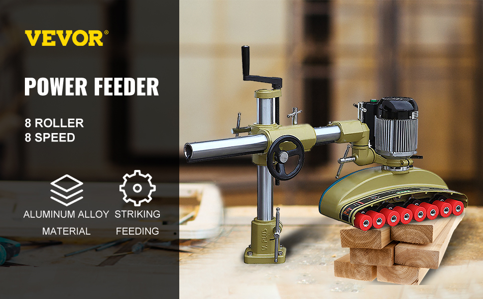 VEVOR 8 Roller Variable Speed Power Feeder 1 Phase 220V Power Stock ...
