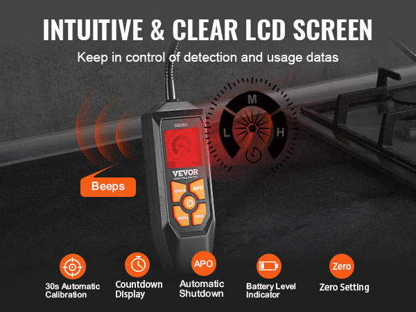 VEVOR Gas Leak Detector 50-10,000 PPM Natural Gas Detector with 18.5 ...
