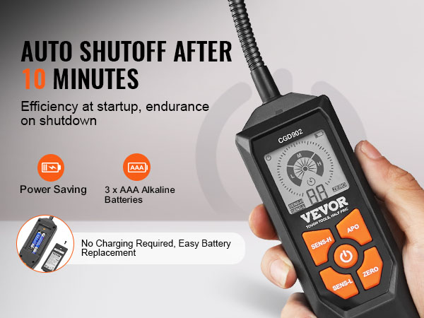 VEVOR Gas Leak Detector 50-10,000 PPM Natural Gas Detector with 18.5 ...