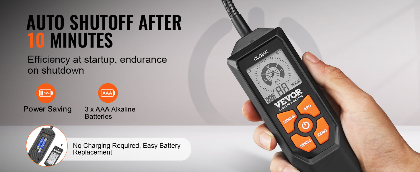 VEVOR Gas Leak Detector 50-10,000 PPM Natural Gas Detector with 18.5 ...