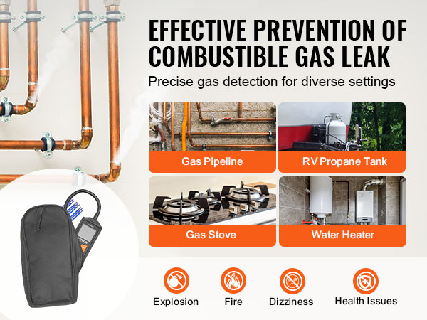 VEVOR Natural Gas Detector, 50-10,000 PPM Gas Leak Detector with 18.5 ...