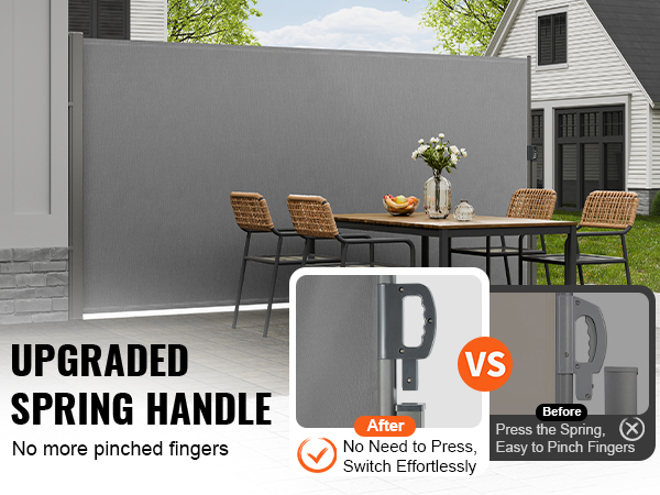 VEVOR Retractable Side Awning, 63''x 118'' Outdoor Privacy Screen, 180g Polyester Water-proof ...