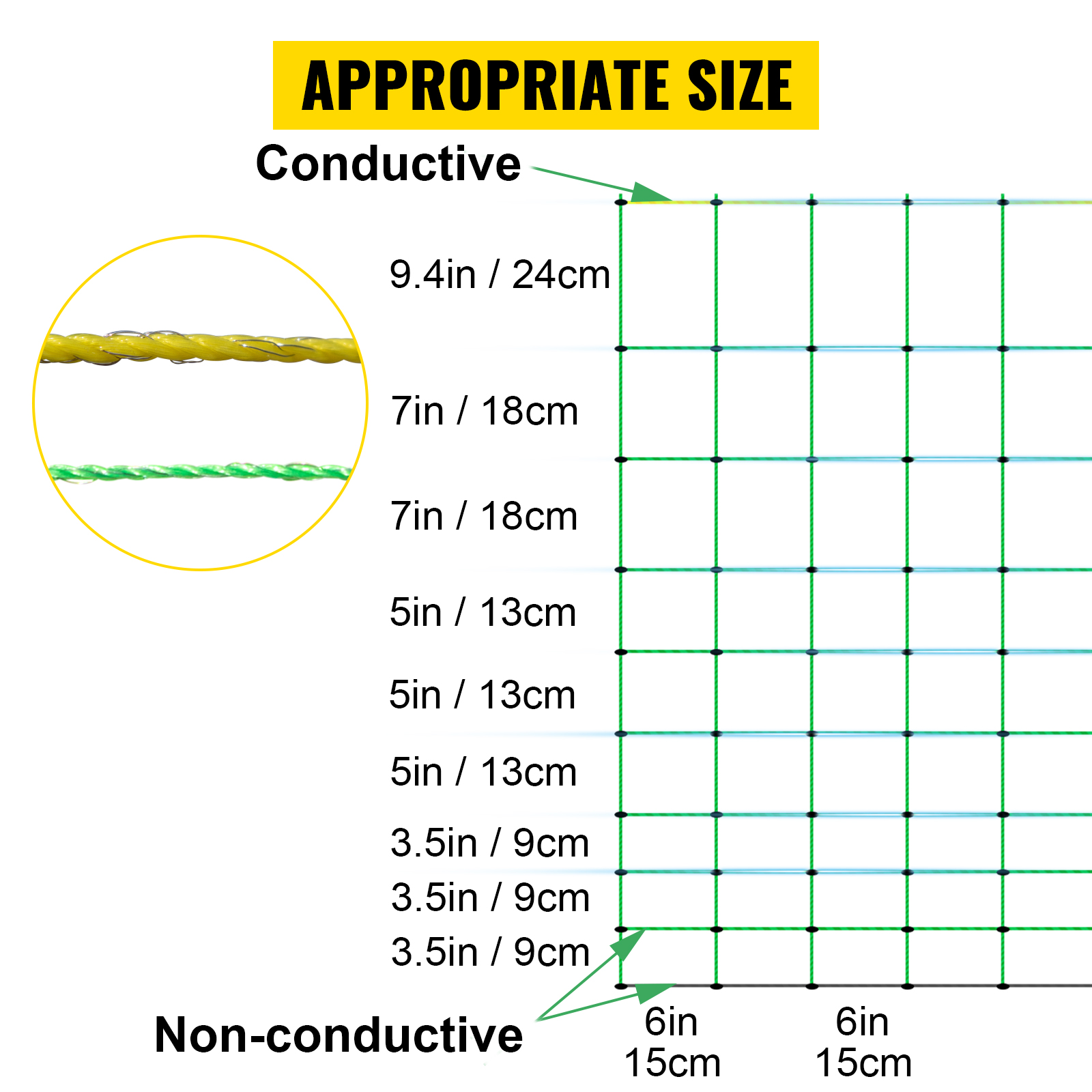 VEVOR Electric Fence Netting, 49.6" H x 164' L, PE Net Fencing with 14 ...