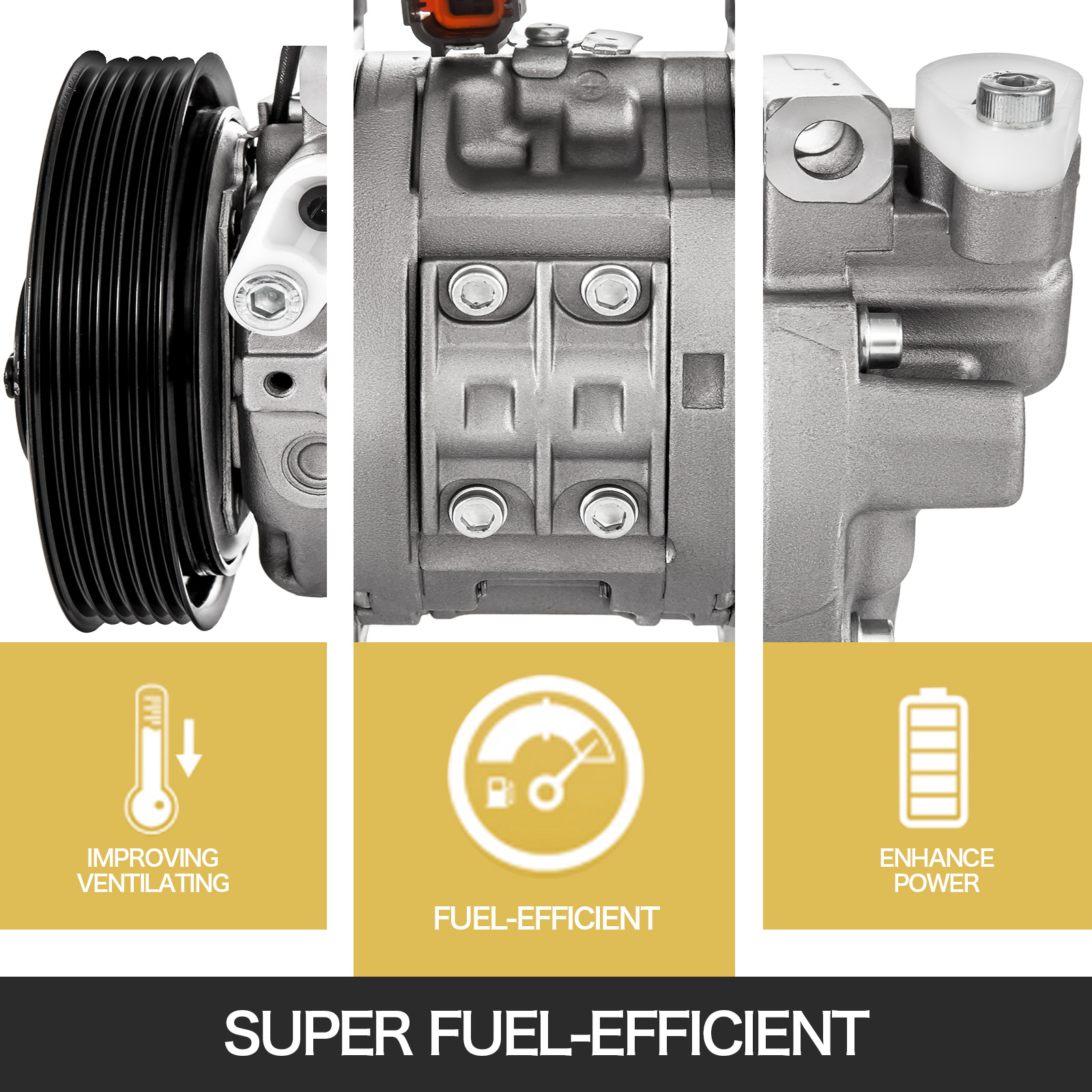VEVOR A/C Compressor Kit Aluminum AC Compressors w/ Clutch AC ...