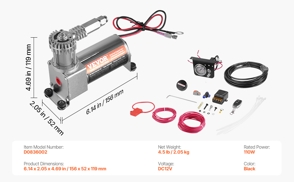 Air Shock Controller Kit 12V 100PSI On Board Air Compressor System ...