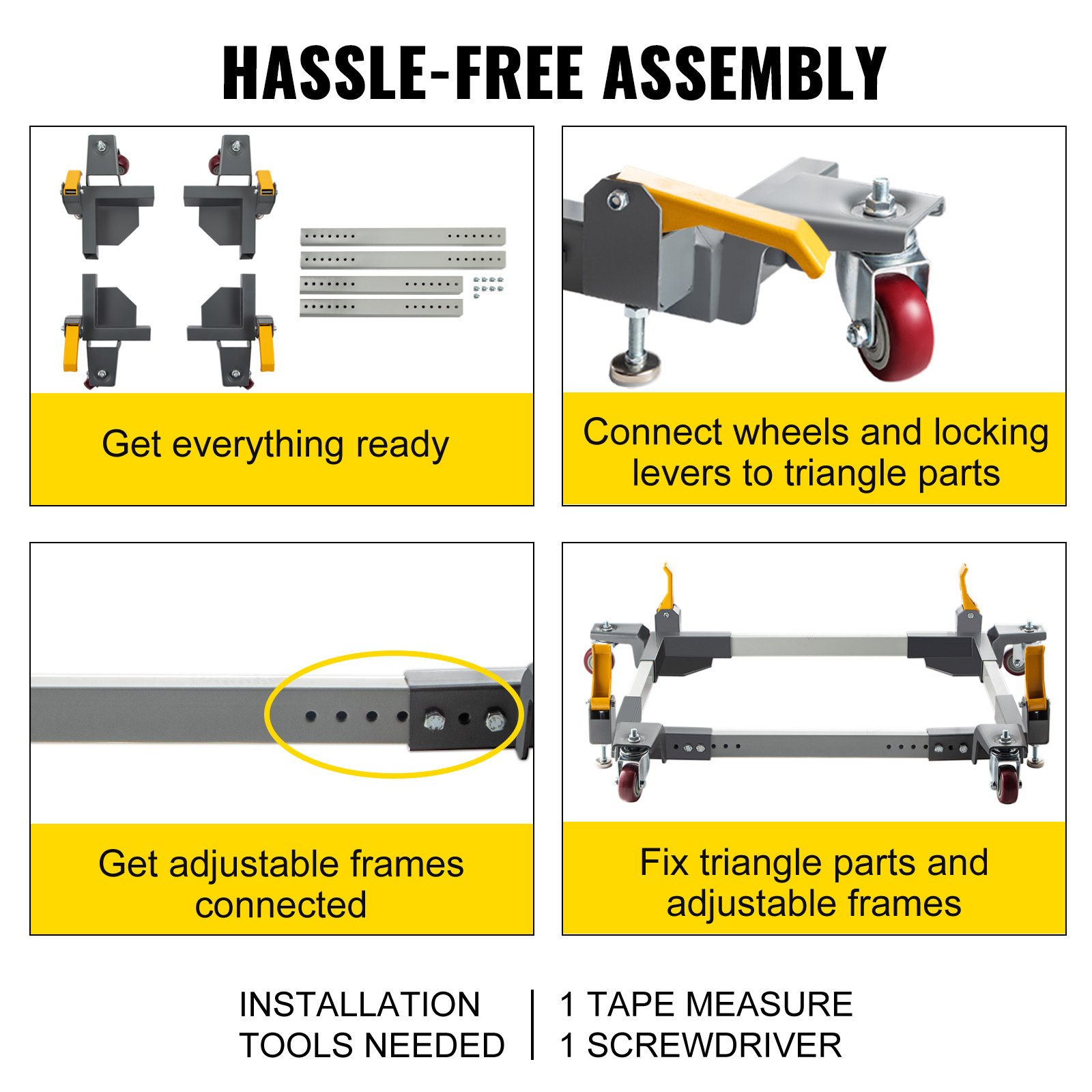 VEVOR Adjustable Universal Mobile Base PM-3500 Heavy-Duty Mobile Base ...