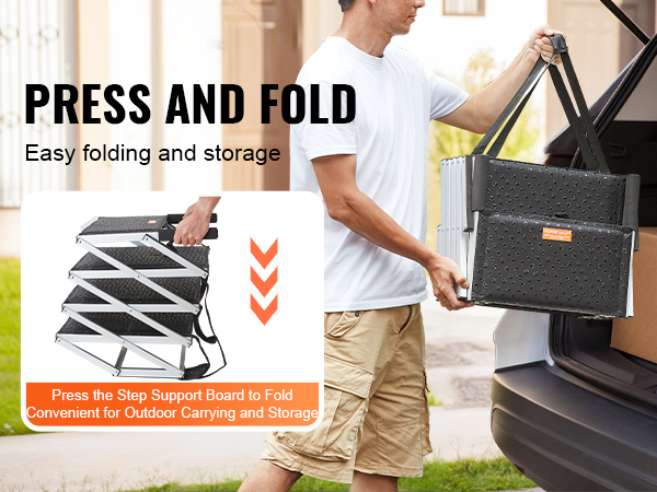 VEVOR Dog Stair for Cars 5-step Folding Dog Steps Aluminum Loads up to ...