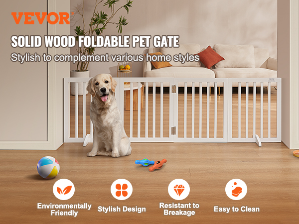 VEVOR Free Standing Dog Gate 24x80.3 inch Freestanding Pet Gate ...