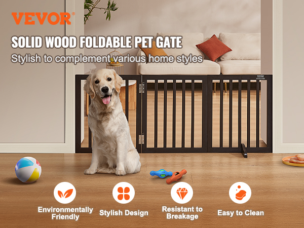 VEVOR Free Standing Dog Gate 24x60 inch Freestanding Pet Gate Foldable ...