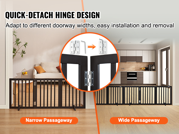 VEVOR Free Standing Dog Gate 24x60 inch Freestanding Pet Gate Foldable ...