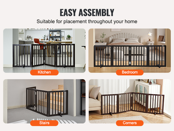 VEVOR Free Standing Dog Gate 24x80.3 inch Freestanding Pet Gate ...