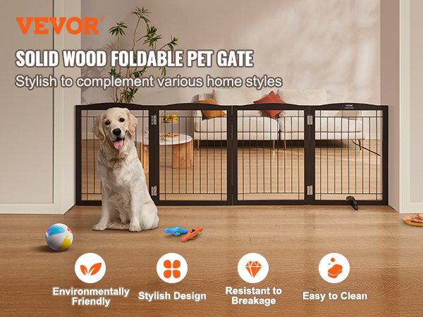 VEVOR Free Standing Dog Gate 32x96.5 inch Freestanding Pet Gate ...