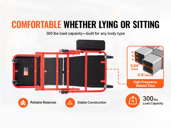 VEVOR 36 in Foldable Z Garage Creeper Mechanic Creeper Stool 300 lbs ...