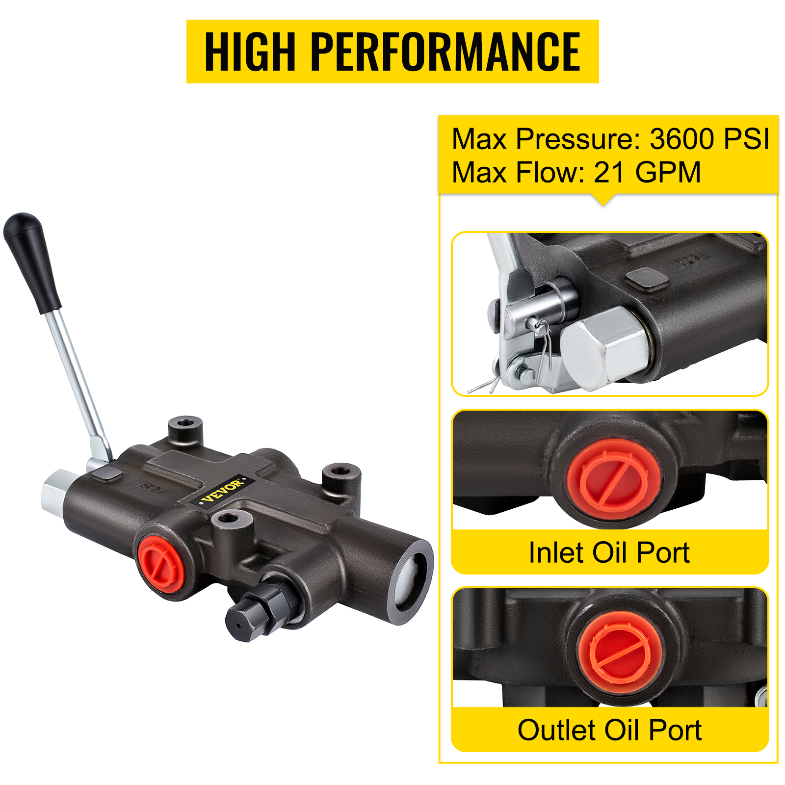 VEVOR Hydraulic Directional Control Valve, 1 Spool Hydraulic Spool ...