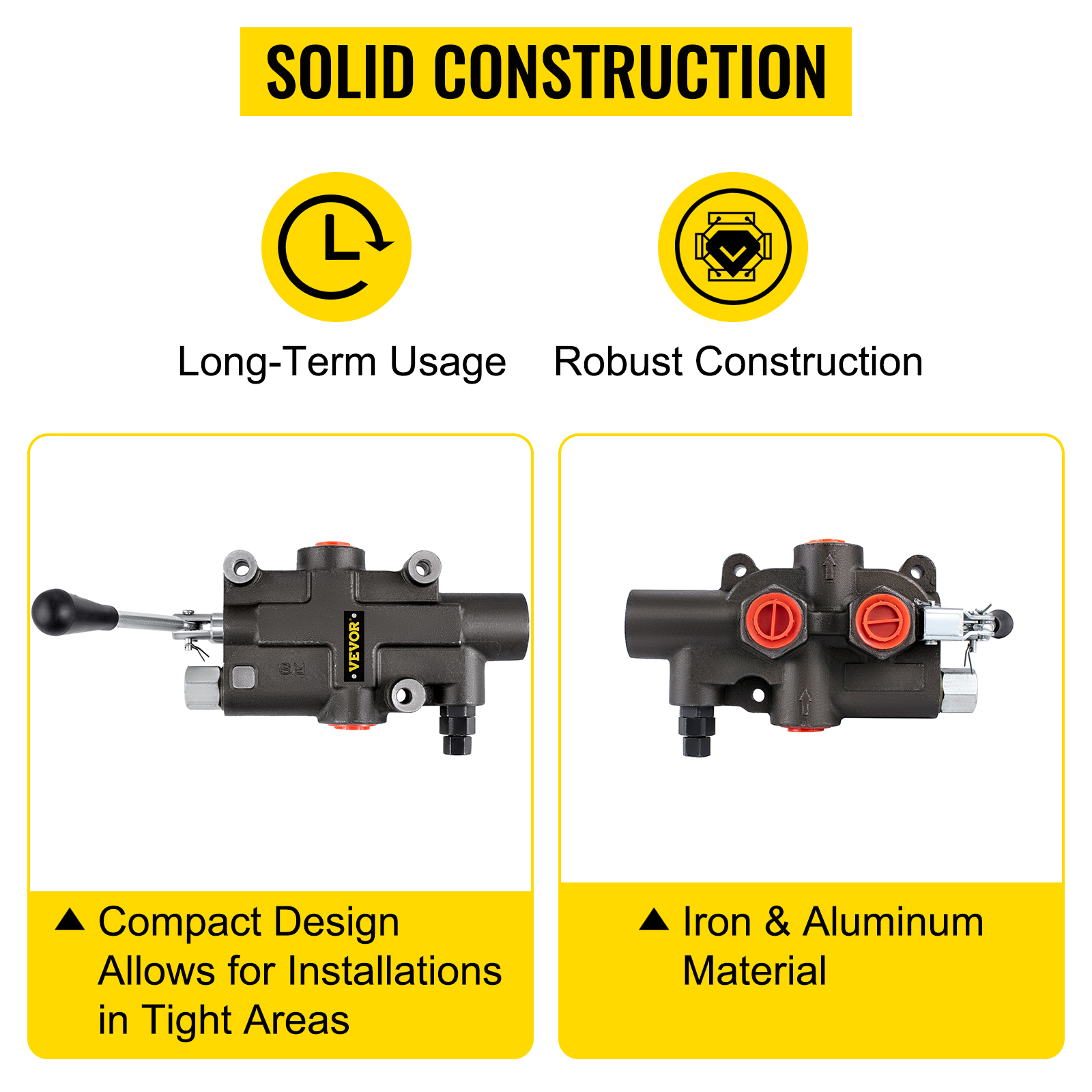 VEVOR Hydraulic Directional Control Valve, 1 Spool Hydraulic Spool ...