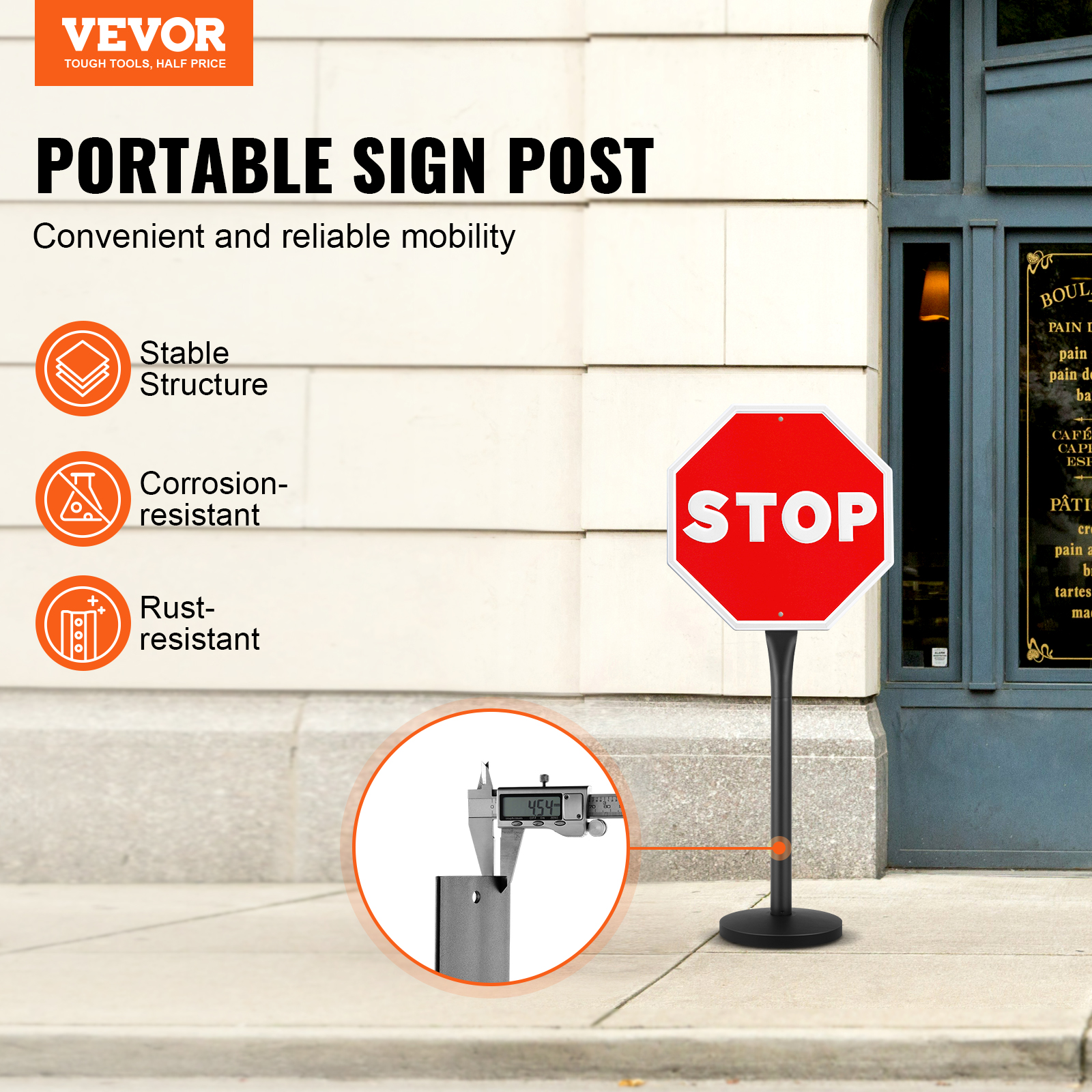 VEVOR Cast Iron Sign Post 4 ft Portable U-Channel Sign Stand with ...