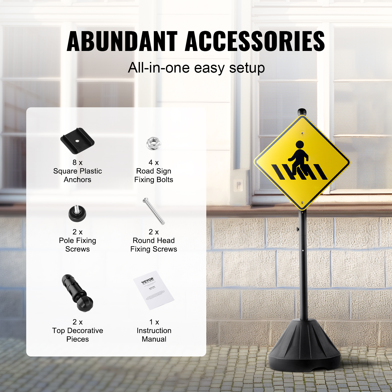 Cast Iron Sign Post 4/5/6/8ft U-Channel Sign Stand with Wheels Black ...