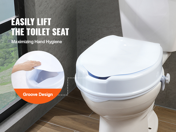 VEVOR Raised Toilet Seat, 100 mm Height Raised, 136 kg Weight Capacity ...