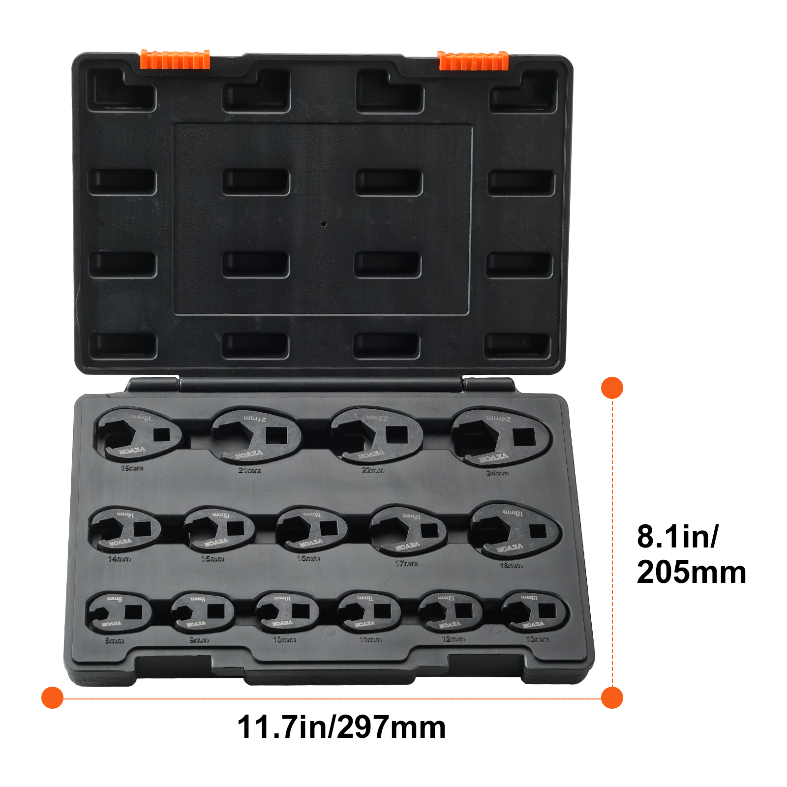 VEVOR Crowfoot Wrench Set, 1/2" and 3/8" Drive 15-Piece Crows Foot ...