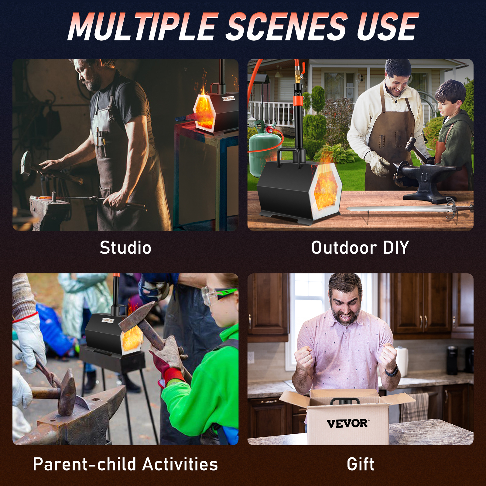 VEVOR Propane Forge Farrier Forge Single Burner Tool Knife Making ...