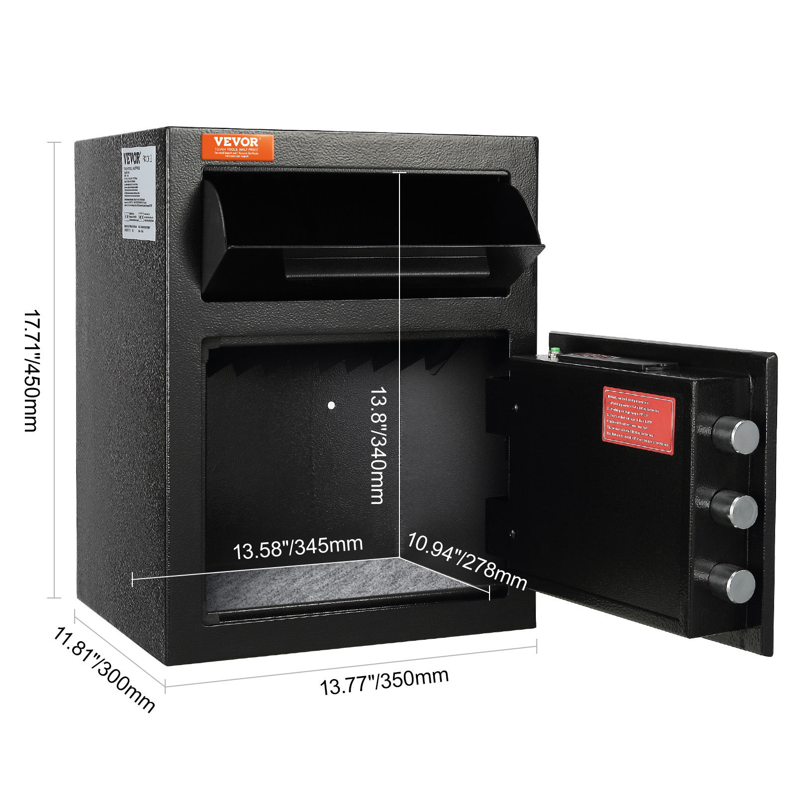 VEVOR 1,7 L Depository Safe, Deposit Safe mit Drop-Slot, elektronischem ...