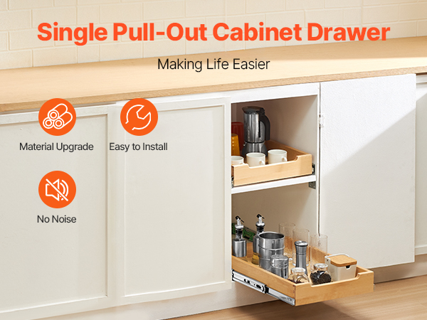 VEVOR Pull Out Skap Organisering Myk Lukk Uttrekkbar Hylle Tre Skuff 14 ...