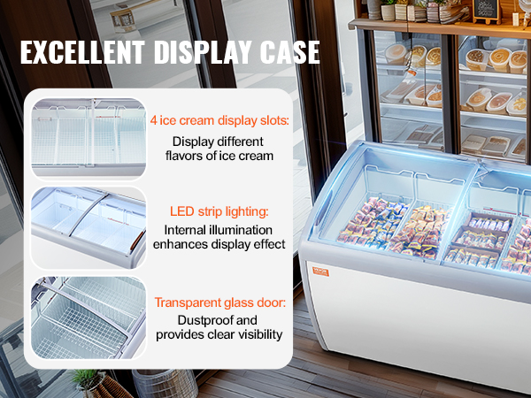 VEVOR 12.8Cu.ft Commercial Ice Cream Display Case Gelato Dipping ...