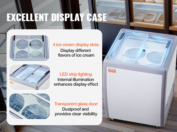 VEVOR 5.6 Cu.ft Commercial Ice Cream Display Case Gelato Dipping ...