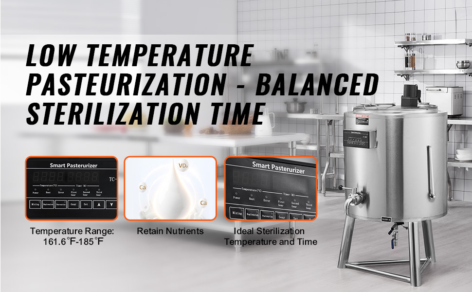 Commercial Milk Pasteurization Machine 100L Pasteurizer for Milk Sterilization | VEVOR US
