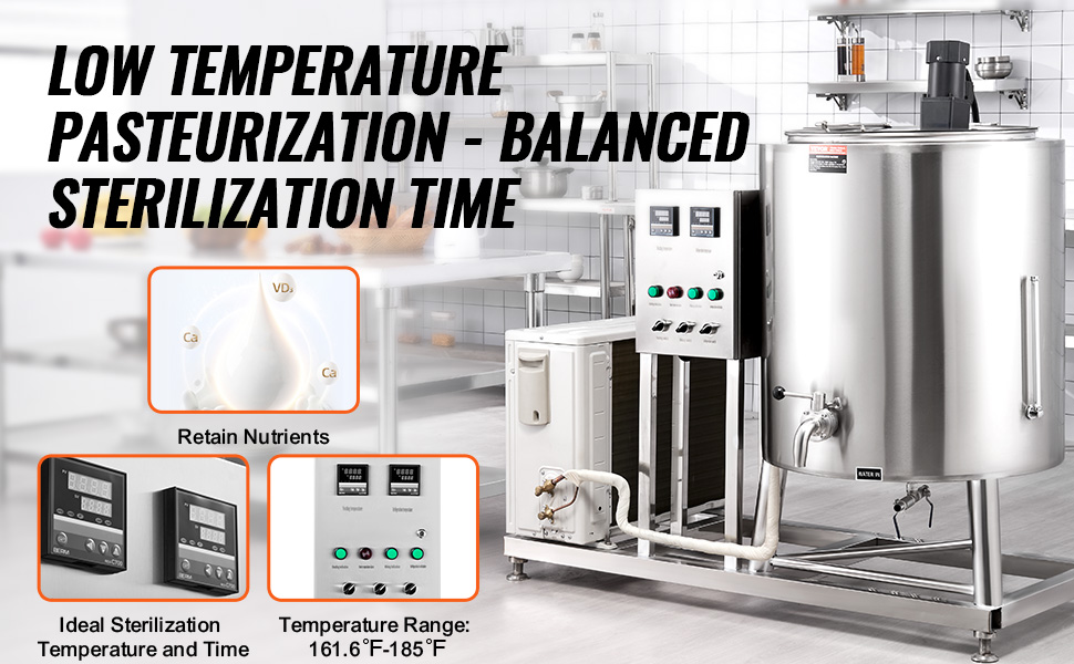 Commercial Milk Pasteurization Machine 150L Pasteurizer for Milk Sterilization | VEVOR US