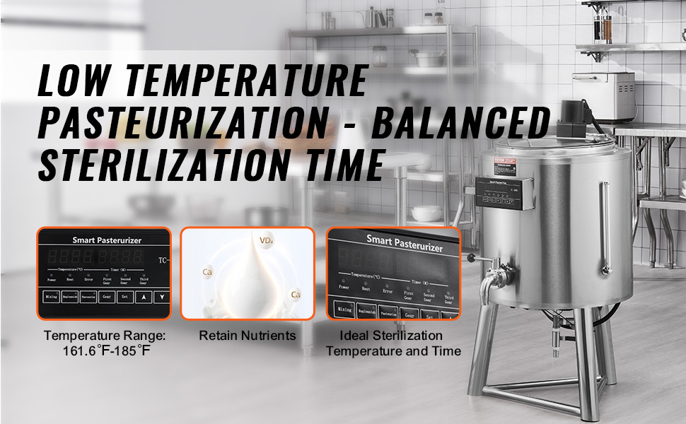 Commercial Milk Pasteurization Machine 50L Pasteurizer for Milk Sterilization | VEVOR US